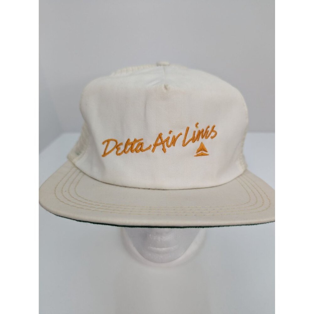 Vintage Delta Air Lines Logo Men White Mesh Back Stra… - Gem